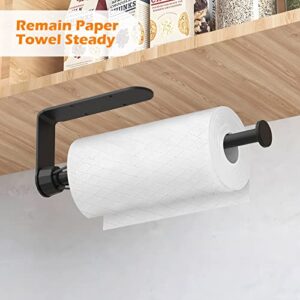 Paper Towel Holder Under Cabinet , One Hand Operable Paper Towel Holder Wall Mount with Damping Effec, Under Counter Paper Towel Holder Self-Adhesive or Drilled, for Kitchen, Bathroom ( Black)