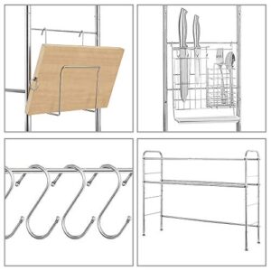 Over The Sink Dish Drying Rack, 2-Tier Stainless Steel Large Dish Drainers Over Sink Dish Rack with Utensil Holder, Length Adjustable(Sink Size ≤ 35 INCH)