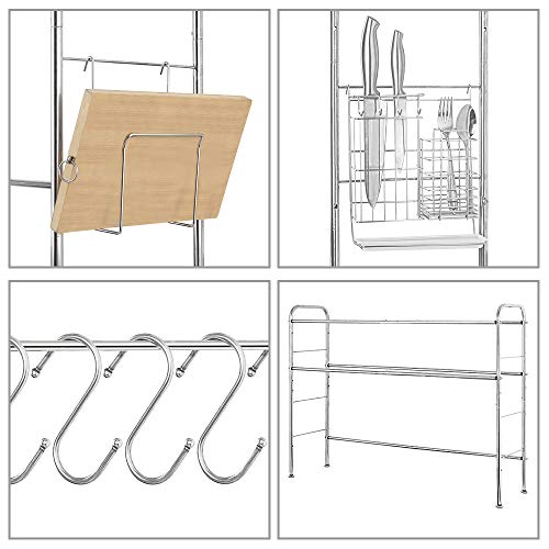 Over The Sink Dish Drying Rack, 2-Tier Stainless Steel Large Dish Drainers Over Sink Dish Rack with Utensil Holder, Length Adjustable(Sink Size ≤ 35 INCH)