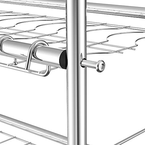 Over The Sink Dish Drying Rack, 2-Tier Stainless Steel Large Dish Drainers Over Sink Dish Rack with Utensil Holder, Length Adjustable(Sink Size ≤ 35 INCH)