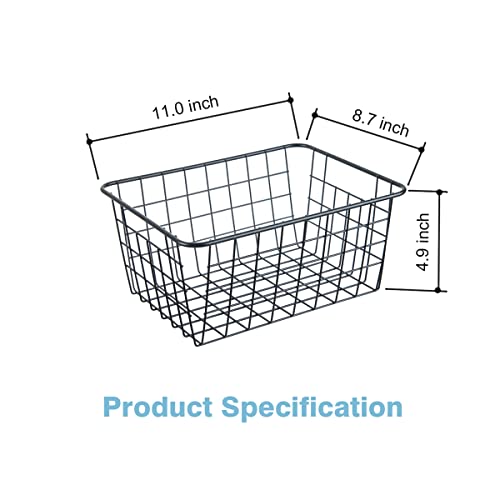 Pantry Organization and Storage 5 Pack , Wire Storage Baskets for Kitchen, Laundry, Garage, Fridge, Bathroom Countertop Organizer,Black