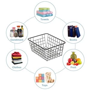 Pantry Organization and Storage 5 Pack , Wire Storage Baskets for Kitchen, Laundry, Garage, Fridge, Bathroom Countertop Organizer,Black