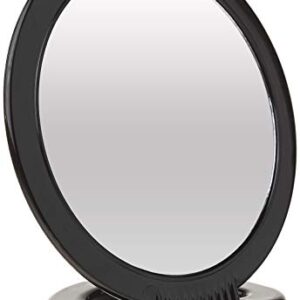 Diane Plastic Handheld Mirror – Magnifying 2-Sided Vanity Mirror with Folding Circle Handle and Stand for Hanging – Medium Size, 6”x 10” for Travel, Bathroom, Desk, Makeup, Beauty, Grooming, D1014