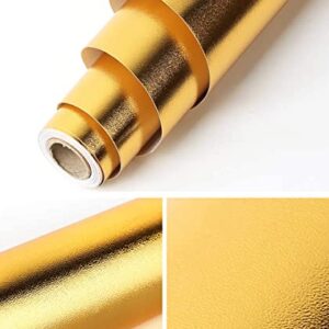 Gold Self Adhesive Contact Paper 15.7"x118" Metallic Gold Wallpaper Stick and Peel Contact Paper Kitchen Oil Proof Waterproof Backsplash Wallpaper for Countertop Cabinet Drawer Shelf Furniture Decor