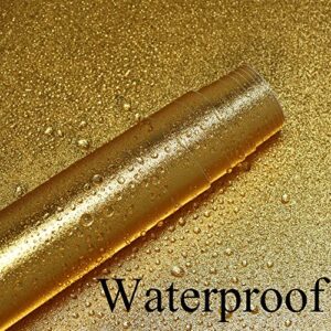 Gold Self Adhesive Contact Paper 15.7"x118" Metallic Gold Wallpaper Stick and Peel Contact Paper Kitchen Oil Proof Waterproof Backsplash Wallpaper for Countertop Cabinet Drawer Shelf Furniture Decor