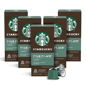 starbucks by nespresso medium roast pike place roast coffee (50-count single serve capsules, compatible with nespresso original line system)