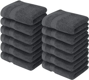 utopia towels [12 pack] premium wash cloths set (12 x 12 inches) 100% cotton ring spun, highly absorbent and soft feel essential washcloths for bathroom, spa, gym, and face towel (grey)