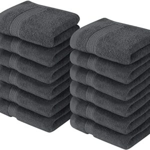 Utopia Towels [12 Pack] Premium Wash Cloths Set (12 x 12 Inches) 100% Cotton Ring Spun, Highly Absorbent and Soft Feel Essential Washcloths for Bathroom, Spa, Gym, and Face Towel (Grey)