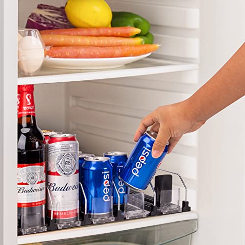 Drink Organizer for Fridge | Refrigerator Bottle Can Organizer, Self-Pushing Soda Can Dispenser Holds Up to 12 Cans, Beverage Storage for Pantry/Vending Machine