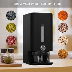 Retail Blade 25lb Rice Dispenser - Air Tight Grain & Rice Container With Easy To Use Dispensing, Measuring Cup, & Sponge - NEW Black Design Grain Storage Container