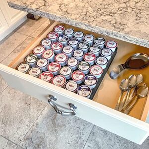 polar whale coffee pod storage organizer slim tray drawer insert for kitchen home office waterproof washable 12.5 x 12.5 inches holds 36 compatible with keurig k-cup made in the usa