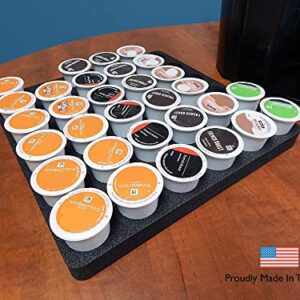 Polar Whale Coffee Pod Storage Organizer Slim Tray Drawer Insert for Kitchen Home Office Waterproof Washable 12.5 X 12.5 Inches Holds 36 Compatible with Keurig K-Cup Made in The USA