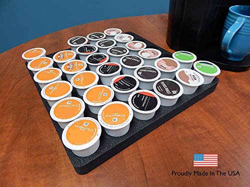 Polar Whale Coffee Pod Storage Organizer Slim Tray Drawer Insert for Kitchen Home Office Waterproof Washable 12.5 X 12.5 Inches Holds 36 Compatible with Keurig K-Cup Made in The USA