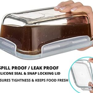 2700ML / 91.3oz X-LARGE Glass Food Storage Container with Locking Lid Ideal for Storing food, Vegetables & Fruits. Baking, Casserole, Roasting & lot more - BPA Free Leak Proof - Fridge to Oven Safe - Clear