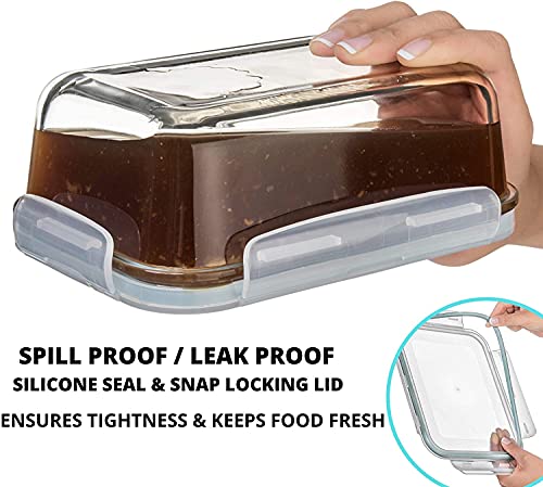 2700ML / 91.3oz X-LARGE Glass Food Storage Container with Locking Lid Ideal for Storing food, Vegetables & Fruits. Baking, Casserole, Roasting & lot more - BPA Free Leak Proof - Fridge to Oven Safe - Clear