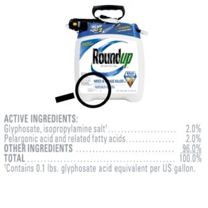 Roundup Ready-To-Use Weed & Grass Killer III -- with Pump 'N Go 2 Sprayer, Use in & Around Vegetable Gardens, Tree Rings, Flower Beds, Patios & More, Kills to the Root, 1.33 gal.