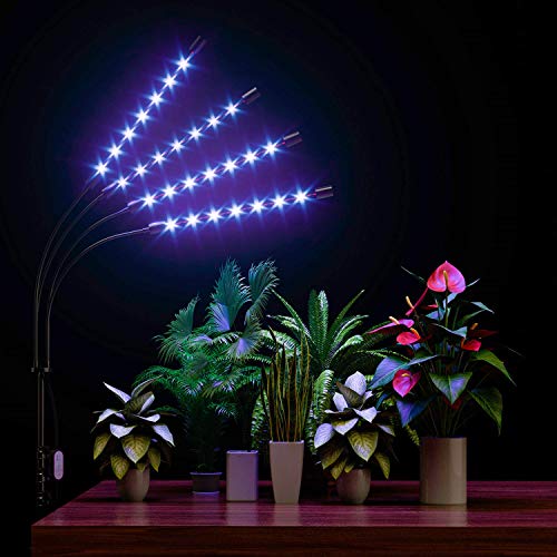 FRENAN Grow Light with Stand, Grow Lights for Indoor Plants with Red Blue Spectrum, 10 Dimmable Brightness, 4/8/12H Timer, 3 Switch Modes, Adjustable Gooseneck, Suitable for Various Plants Growth