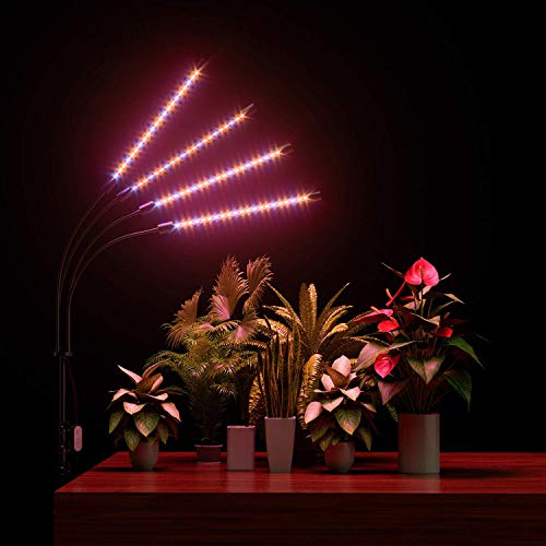 FRENAN Grow Light with Stand, Grow Lights for Indoor Plants with Red Blue Spectrum, 10 Dimmable Brightness, 4/8/12H Timer, 3 Switch Modes, Adjustable Gooseneck, Suitable for Various Plants Growth