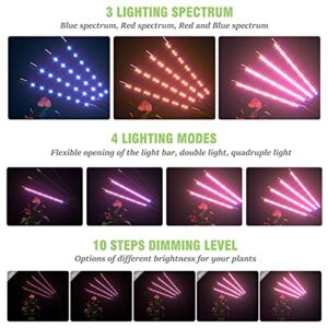 FRENAN Grow Light with Stand, Grow Lights for Indoor Plants with Red Blue Spectrum, 10 Dimmable Brightness, 4/8/12H Timer, 3 Switch Modes, Adjustable Gooseneck, Suitable for Various Plants Growth