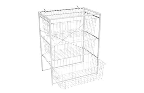 ClosetMaid Wire Basket 3 Drawer Organizer Unit with Shelf for Pantry, Closet, Clothes, Linens, Sturdy Steel, Easy Assembly, White