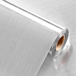 likiliki stainless steel contact paper 24″ x 118″ self adhesive fridge wallpaper peel and stick backsplash vinyl refrigerator wrap metallic contact paper for dishwasher rv countertop audio covers