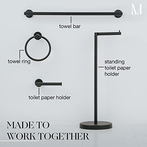 Marmolux Acc - Matte Black Towel Ring - Modern Hand Towel Holder for Bathroom Wall - SUS304 Stainless Steel Bathroom Towel Rack - Black Towel Hanger for Bathroom.