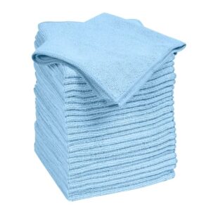 Quickie Microfiber Cleaning Cloth, 14 X 14 in., Blue, 24 Pack, Washable and Reusable, All-Purpose Towel/Wiper for Multi-Purpose Indoor/Outdoor Cleaning/Dusting/Polishing on Kitchen/Bathroom