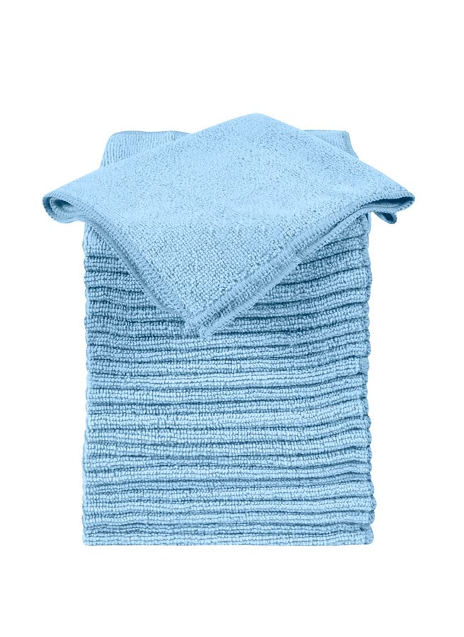 Quickie Microfiber Cleaning Cloth, 14 X 14 in., Blue, 24 Pack, Washable and Reusable, All-Purpose Towel/Wiper for Multi-Purpose Indoor/Outdoor Cleaning/Dusting/Polishing on Kitchen/Bathroom