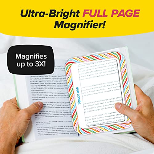 Eye Candy AS-SEEN-ON-TV Full Page Book Magnifier and Light to See Pages 3X Bigger, Optical Grade, Anti-Glare Page Magnifier & Book Light with Dimmable Brightness,, 2 Pack