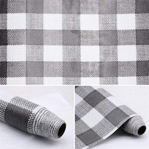 self adhesive vinyl faux gingham plaid cloth look shelf drawer liner paper for dresser cabinets furniture pantry bookshelves closet shelving table countertop crafts school projects 17.7×78 inch (grey)