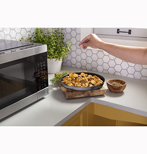 GE 3-in-1 Countertop Microwave Oven | Complete With Air Fryer, Broiler & Convection Mode | 1.0 Cubic Feet Capacity, 1,050 Watts | Kitchen Essentials for the Countertop or Dorm Room | Stainless Steel