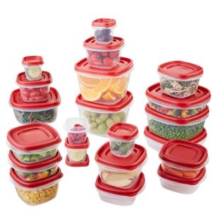 rubbermaid easy find lids food storage containers, racer red, 42 piece set