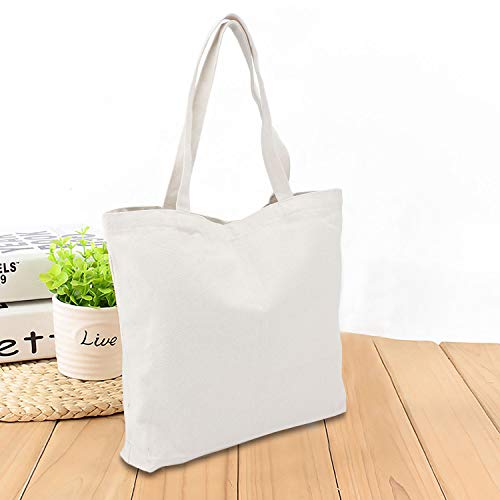 Segarty 6 Packs Large Canvas Tote Bags, 20X15 Inch Reusable Grocery Bags, Heavy Duty Shopping Bags with Bottom Gusset, Natural White Blank Cloth Shoulder Bags Perfect for DIY Crafting Decorating