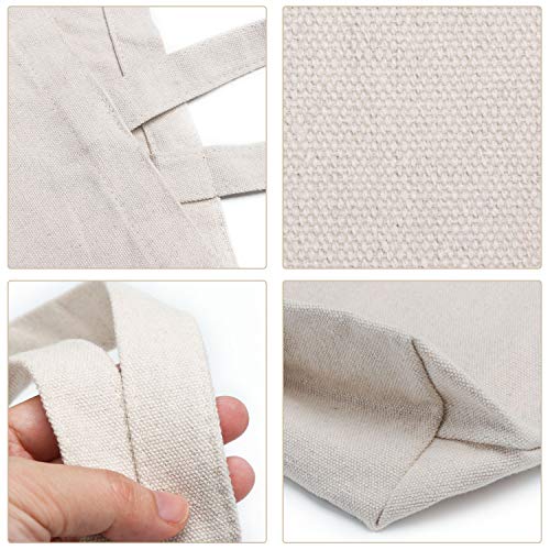 Segarty 6 Packs Large Canvas Tote Bags, 20X15 Inch Reusable Grocery Bags, Heavy Duty Shopping Bags with Bottom Gusset, Natural White Blank Cloth Shoulder Bags Perfect for DIY Crafting Decorating