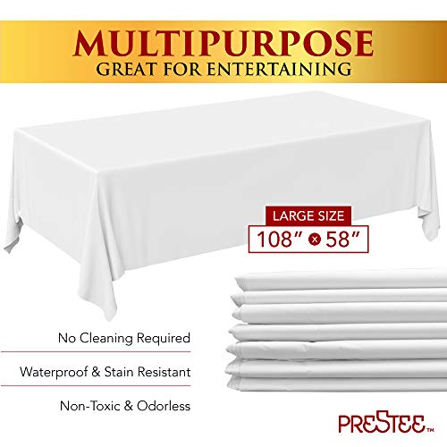 4 White Plastic Tablecloth - 108 X 54 Plastic Table Cloth | Disposable Tablecloths | White Tablecloths | Plastic Table Cover | Tablecloths for BBQ, Party, Fine Dining, Wedding, Outdoor