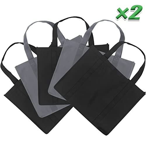 Vimudiy Reusable Grocery Bags 10 Pack, 35L Large Reusable Shopping Bags for Kitchen Groceries, Foldable Tote Bags Bulk with Long Handles, Durable and Eco Friendly-Black & Grey