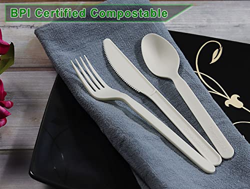 GreenWorks Compostable Forks,100 Count 7" Heavyweight Biodegradable Disposable Cutlery Fork