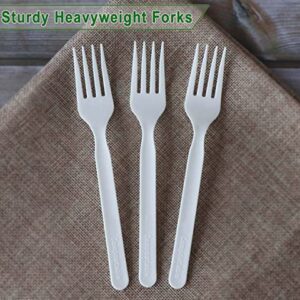 GreenWorks Compostable Forks,100 Count 7" Heavyweight Biodegradable Disposable Cutlery Fork