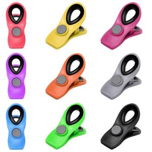 9pcs chip bag clips magnetic refrigerator clips – multicolored food sealing clips, food clips use for food and kitchen storage, chip and snack bag clips, fun fridge clips