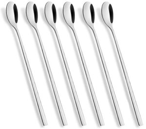 long handle spoon, coffee stirrers, 9-inch ice tea spoon, aoosy premium 18/10 stainless steel iced teaspoon for mothers milks tea mixing cocktail stirring coffee milkshake cold drink, set of 6