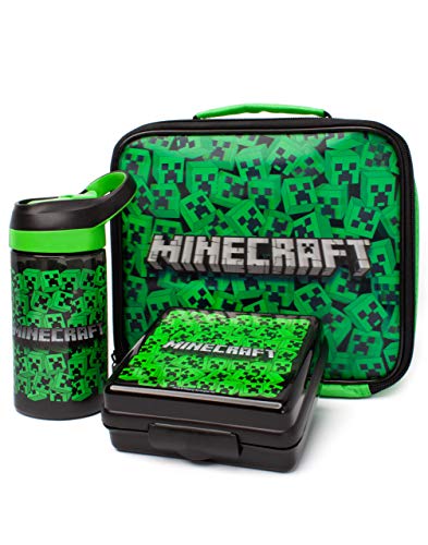 Minecraft Lunch Bag Set Creeper (Lunch Box, Water Bottle, Snack Pot)