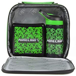 Minecraft Lunch Bag Set Creeper (Lunch Box, Water Bottle, Snack Pot)