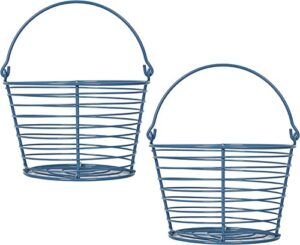 concord 8″ egg basket for storage collecting and transporting chicken and duck eggs. farm grade wire baskets. 2 pack (blue)