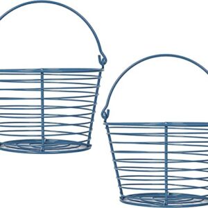 CONCORD 8" Egg Basket For Storage Collecting and Transporting Chicken and Duck Eggs. Farm Grade Wire Baskets. 2 Pack (Blue)