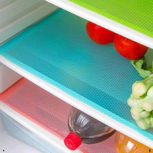 FinalNest 12Pcs Refrigerator Mats, Waterproof Non-Slip EVA Refrigerator Liner Pads Drawers Shelves Cabinets Storage Kitchen and Placemats(12Pack: 4 Blue+4 Green+4 Red)