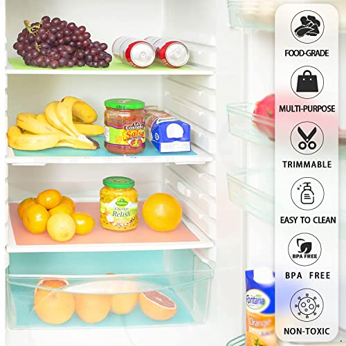 FinalNest 12Pcs Refrigerator Mats, Waterproof Non-Slip EVA Refrigerator Liner Pads Drawers Shelves Cabinets Storage Kitchen and Placemats(12Pack: 4 Blue+4 Green+4 Red)