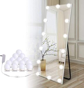 brightown hollywood led vanity lights strip kit, with 14 dimmable light bulbs for full body length mirror and bathroom wall mirror, plug in mirror lights with power supply, white (no mirror included)