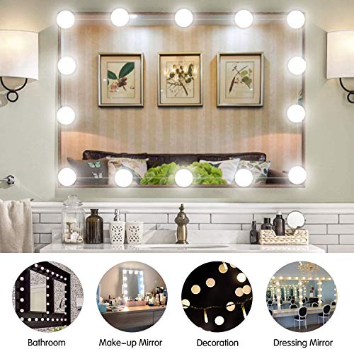 Brightown Hollywood Led Vanity Lights Strip Kit, with 14 Dimmable Light Bulbs for Full Body Length Mirror and Bathroom Wall Mirror, Plug in Mirror Lights with Power Supply, White (No Mirror Included)