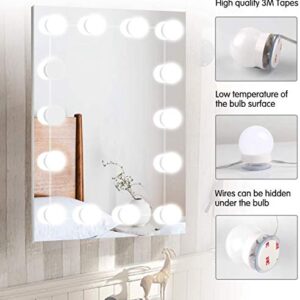 Brightown Hollywood Led Vanity Lights Strip Kit, with 14 Dimmable Light Bulbs for Full Body Length Mirror and Bathroom Wall Mirror, Plug in Mirror Lights with Power Supply, White (No Mirror Included)