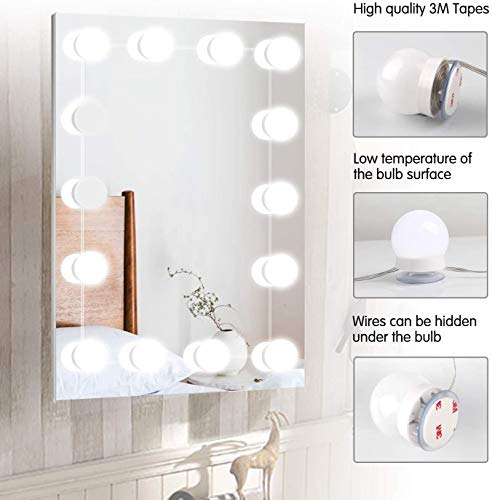 Brightown Hollywood Led Vanity Lights Strip Kit, with 14 Dimmable Light Bulbs for Full Body Length Mirror and Bathroom Wall Mirror, Plug in Mirror Lights with Power Supply, White (No Mirror Included)